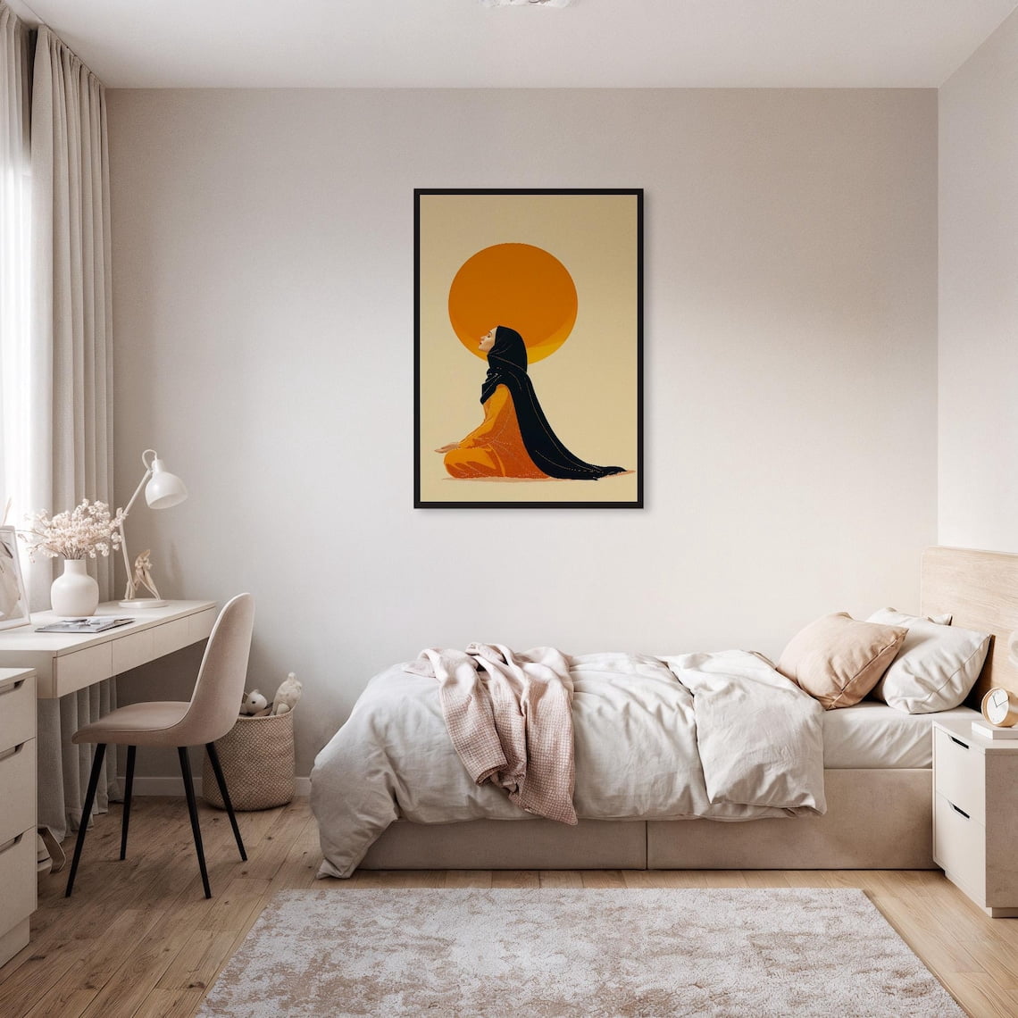 Abstract Woman And Sun Wall Art Poster Minimalist Spiritual Meditative ...