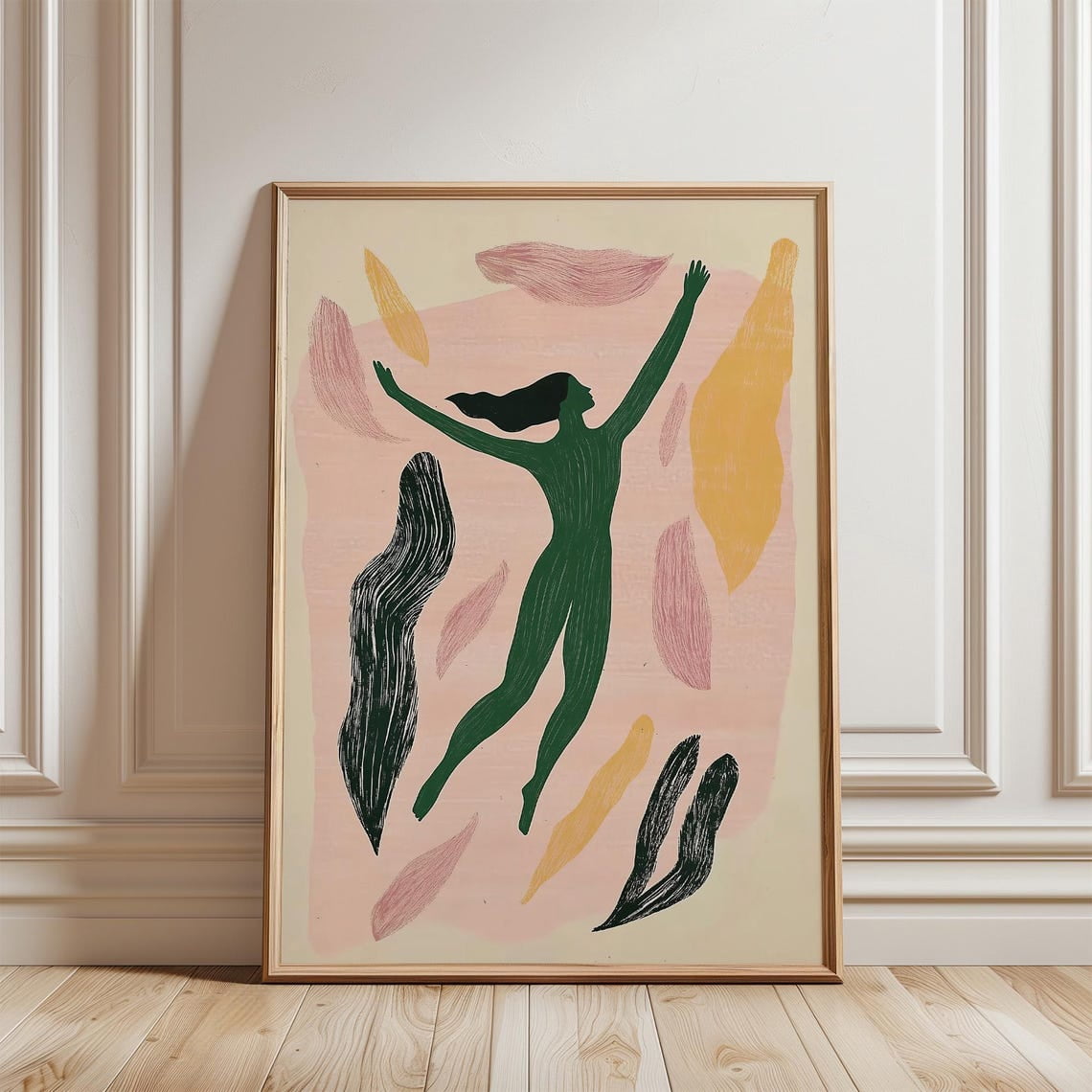 Abstract Woman Art Print Pink Dream Minimalist Female Wall Decor ...
