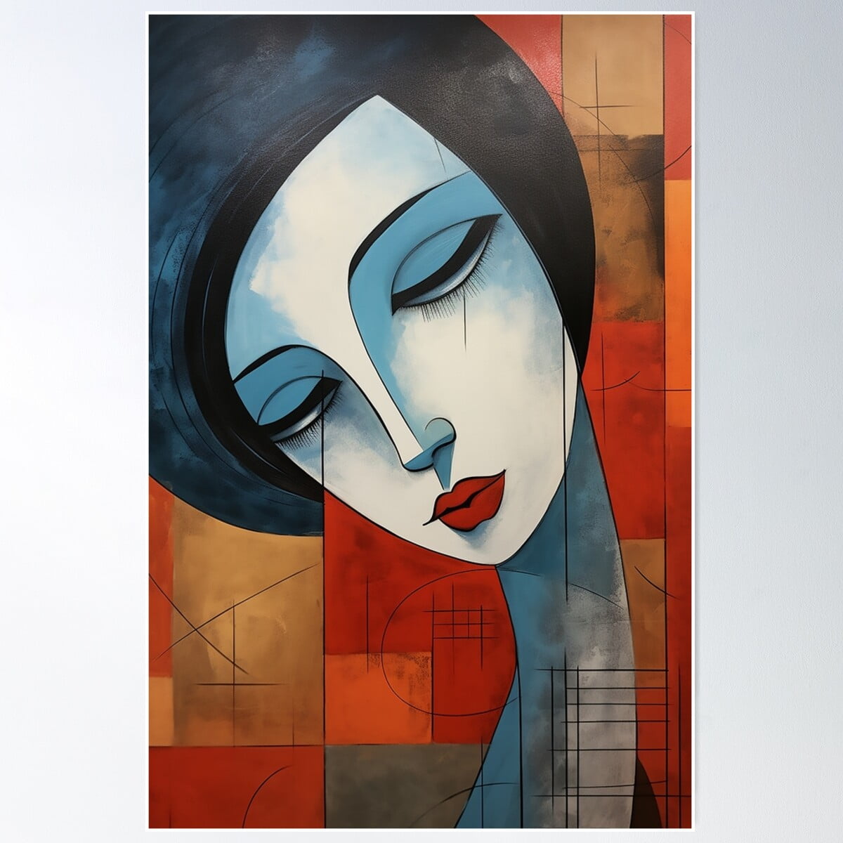 Abstract Woman Face That Uses Colorful Overlapping Shapes Poster Wall ...