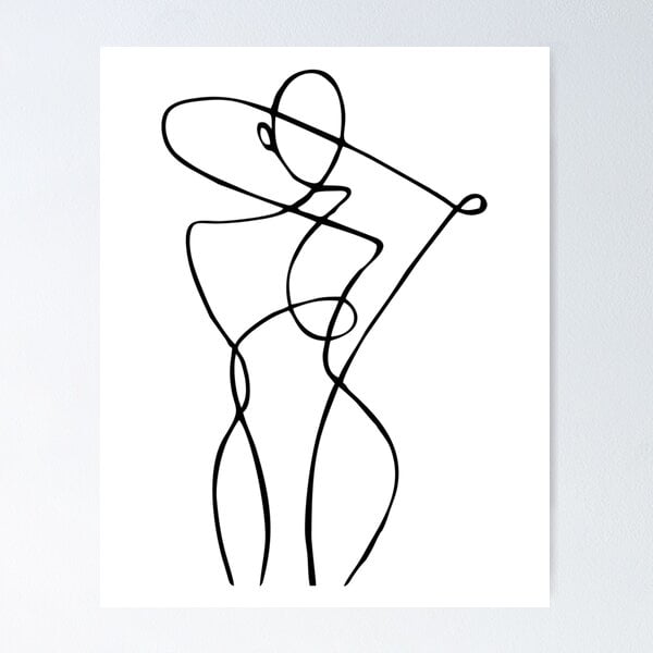 Abstract Woman In Full Body Poster Wall Art, Modern Wall Decor For ...