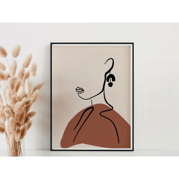 Abstract Woman Line Art Girl Boss Office Decor Modern Minimal Artboho ...