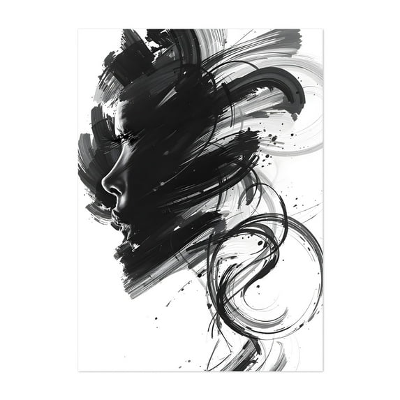 Abstract Woman Portrait - Drawing Abstract Black and White Portrait ...