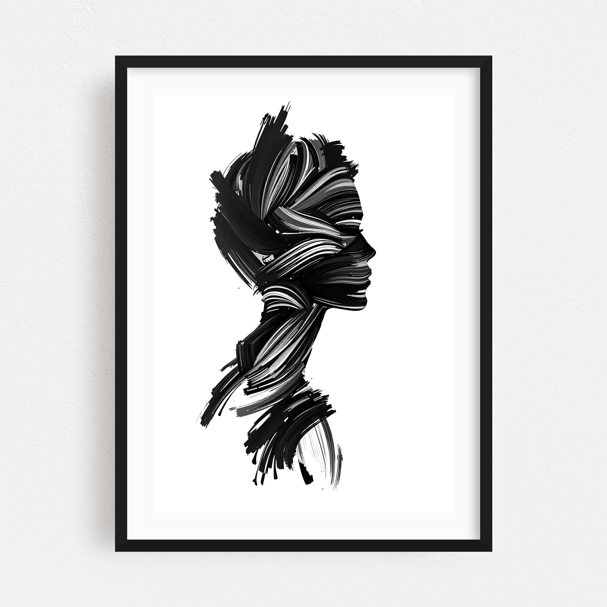 Abstract Woman Silhouette - Painting Abstract Black and White ...