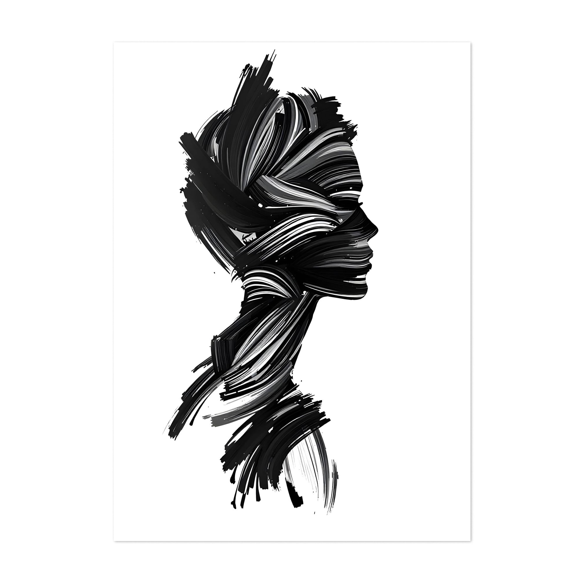 Abstract Woman Silhouette - Painting Abstract Black and White ...