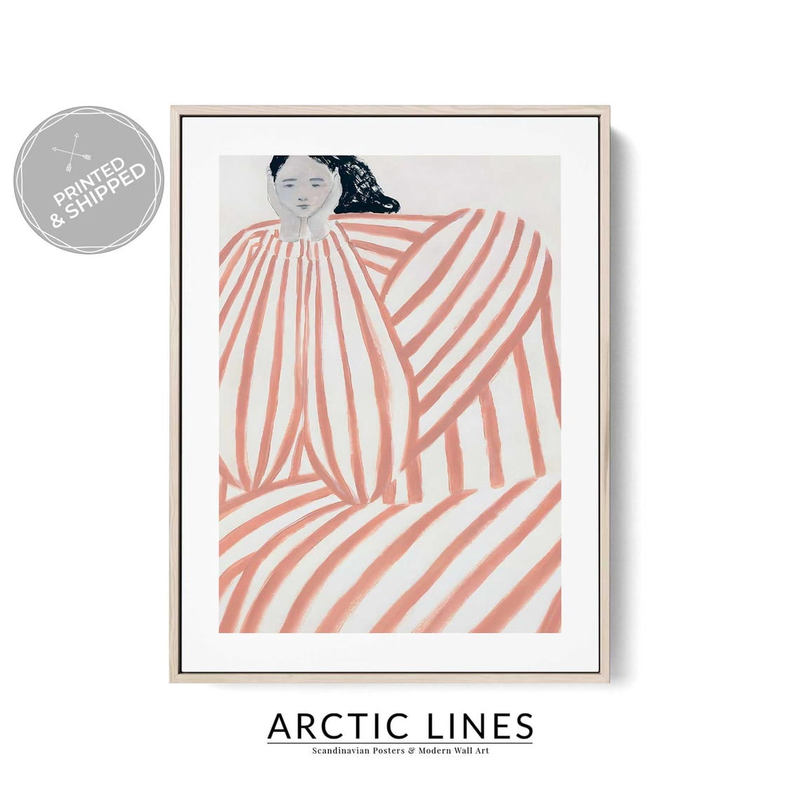 Abstract Woman Striped Dress Wall Art Print, Modern Feminine ...