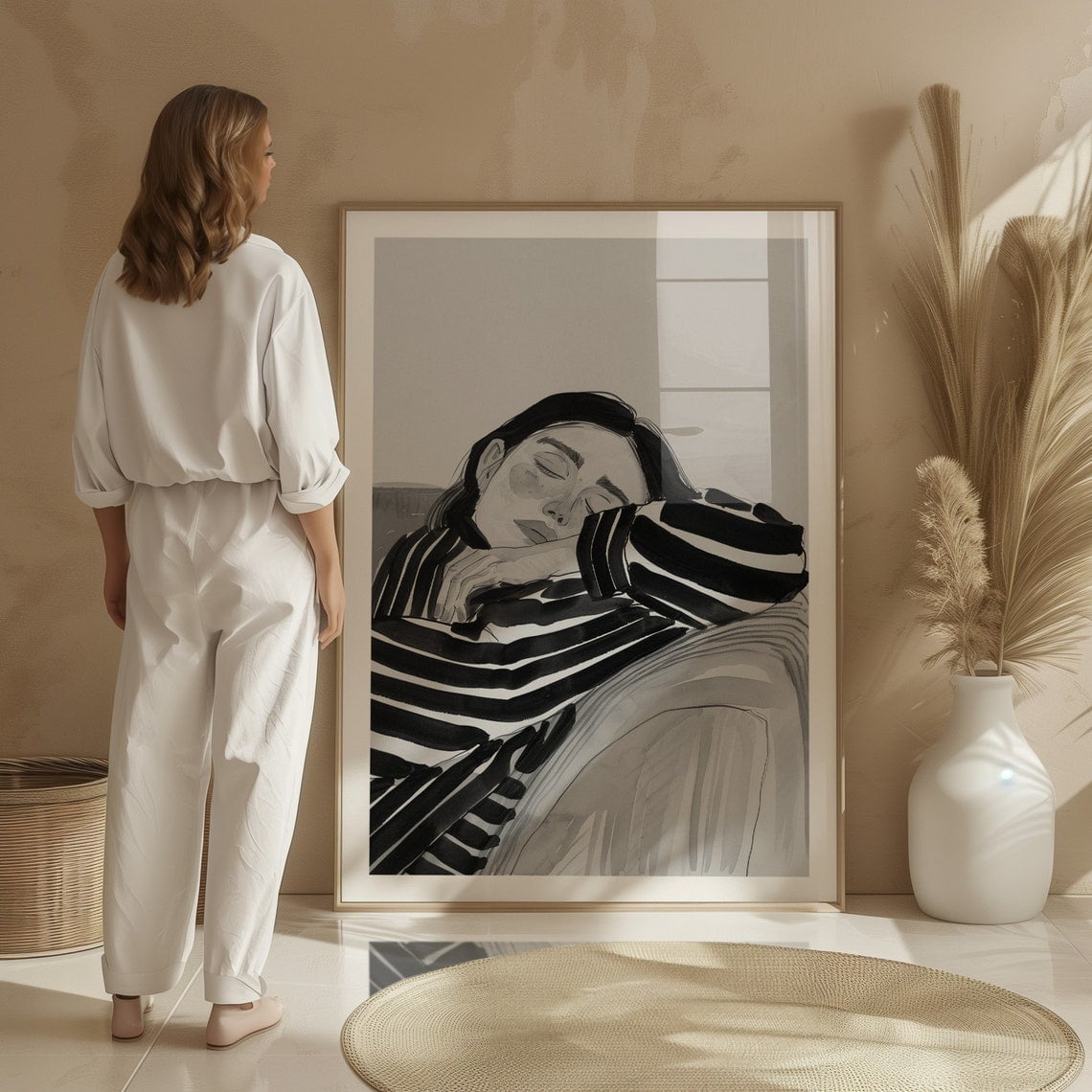 Abstract Woman Wall Art Contemporary Art Print Eclectic Fine Art Giclée Print Woman In Bed Art ...