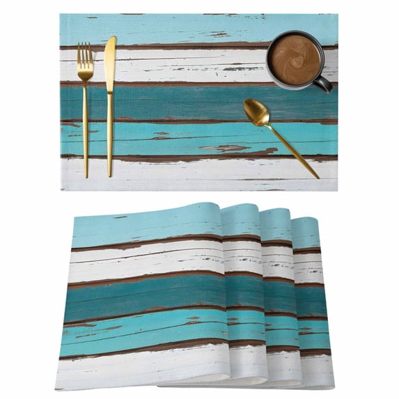 Abstract Wood Grain Cotton Linen Placemats Set of 6, Green White ...