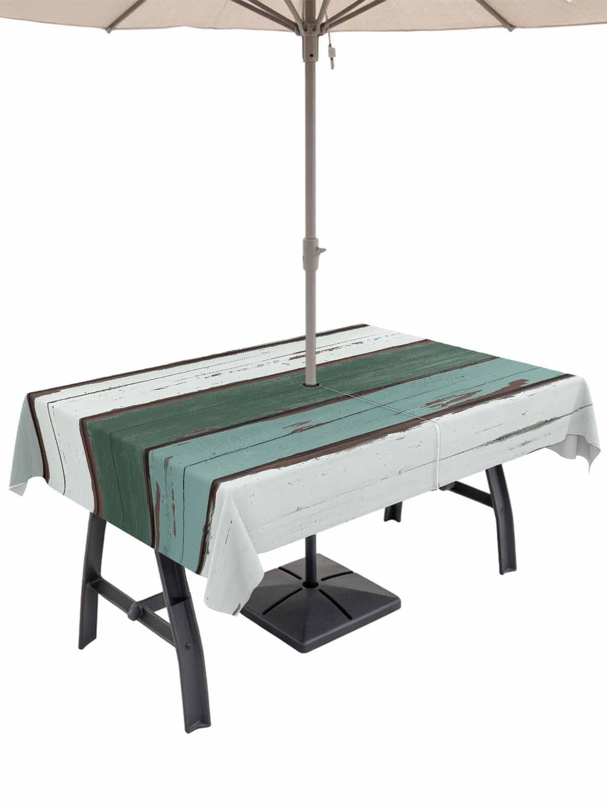 Abstract Wood Grain Rectangle Outdoor Tablecloth with Umbrella Hole ...