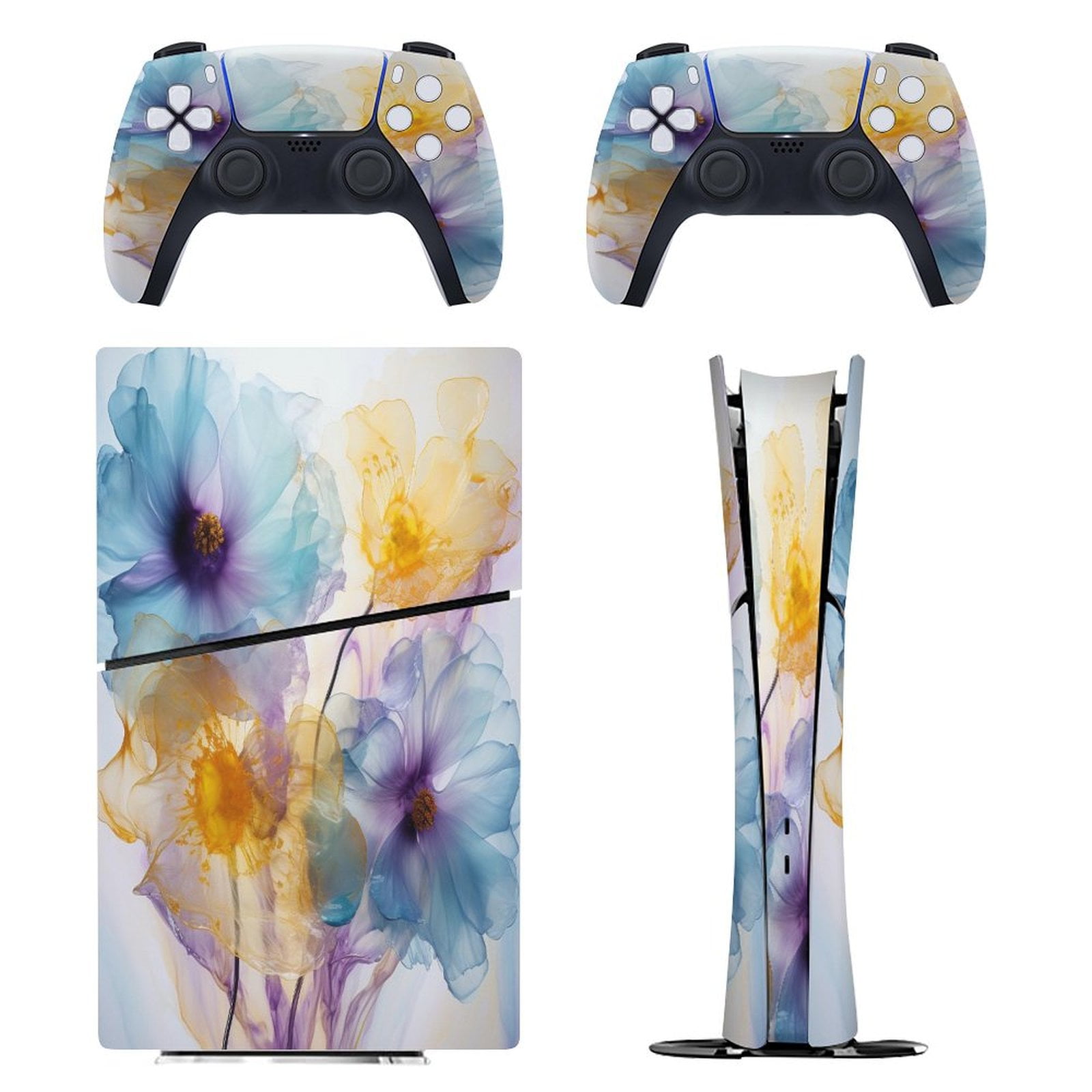Abstract Xray Flowers Collection Yellow Purple Blue PS5/PS5 Slim ...