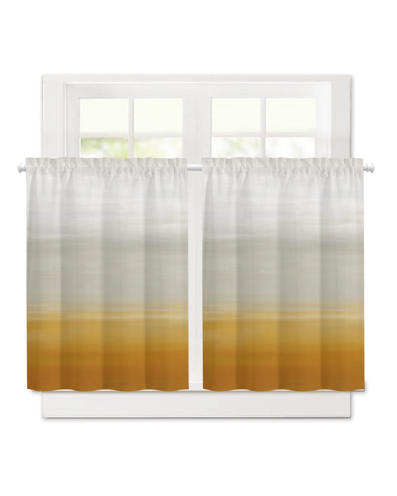 Abstract Yellow Beige Gradient Short Blackout Curtains 36 Inch Long ...