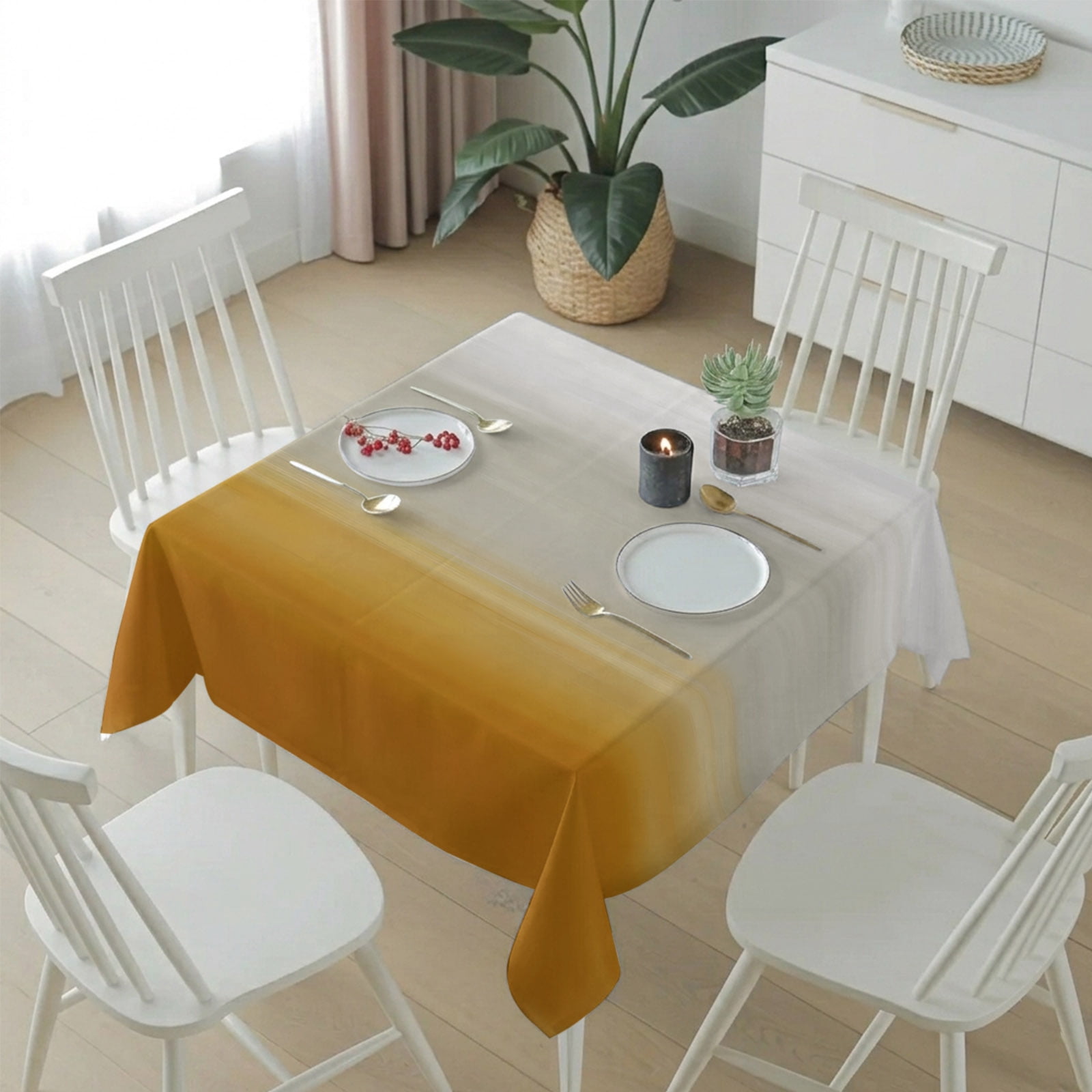 Abstract Yellow Beige Gradient Table Cloth 60x60in, Waterproof Square ...