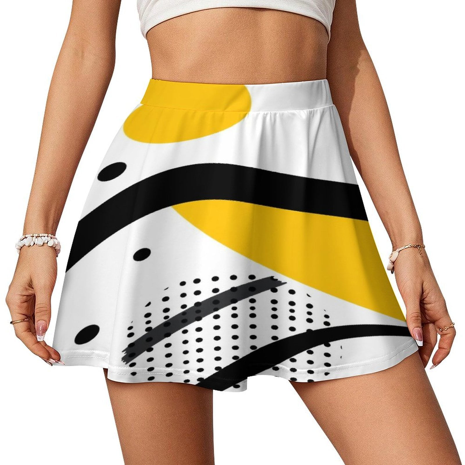 Abstract Yellow Black Design Skirt Female Mini Skirts Summer Harajuku ...