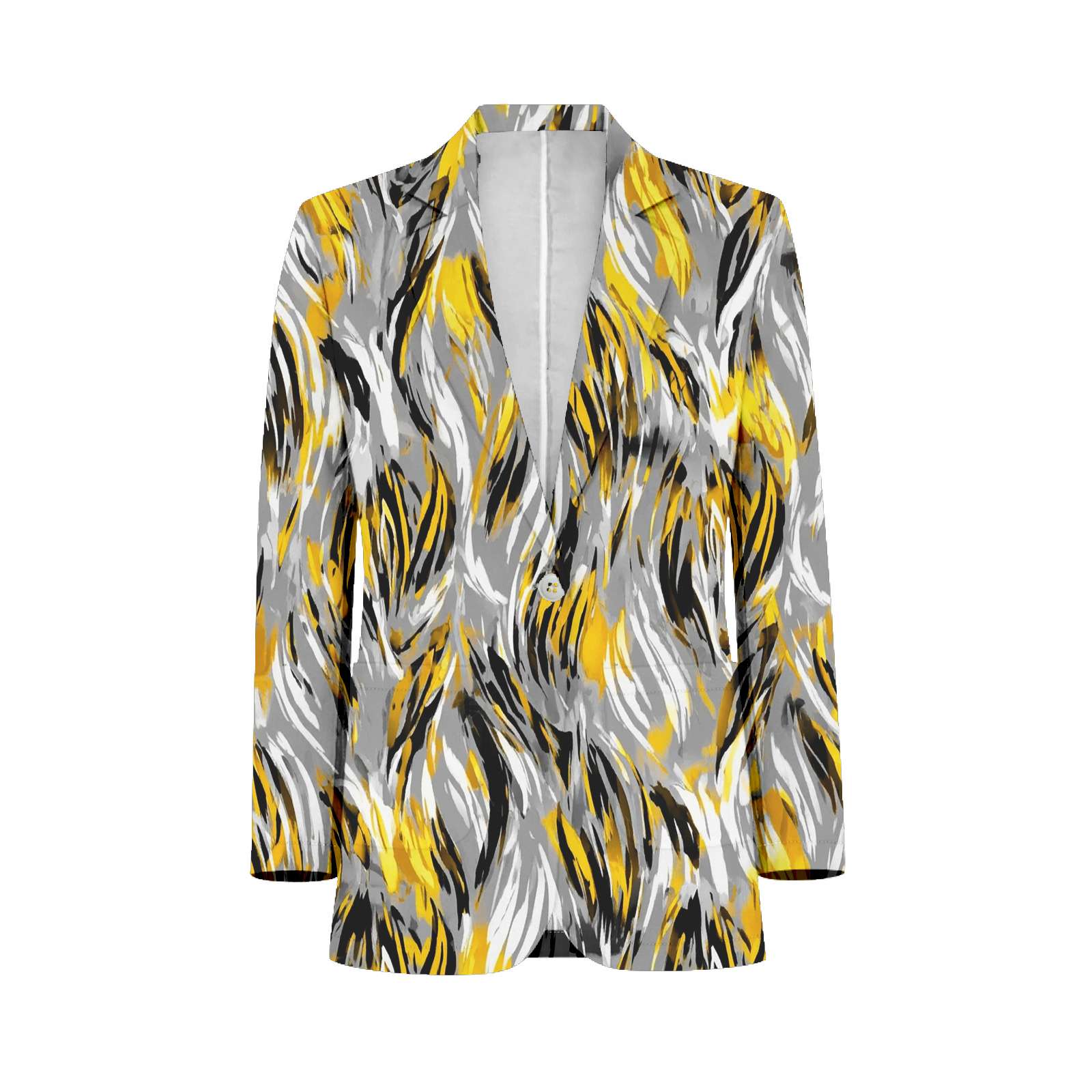 Abstract Yellow Black Gray Wavy Pattern Men's Suit Blazer Casual Party ...