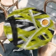 Abstract Yellow Black Lines Round Fitted Tablecloth with Elastic Edge ...