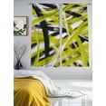 Abstract Yellow Black Lines Sheer Curtains 2 Panels Set Geometric ...