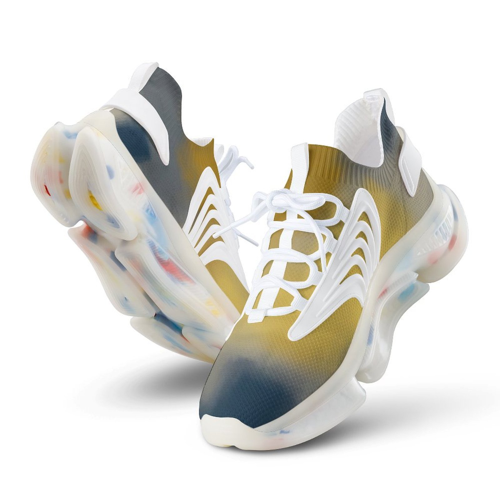 Abstract Yellow Blue Grey Art Walking Shoes for Men Woman Lightweight ...