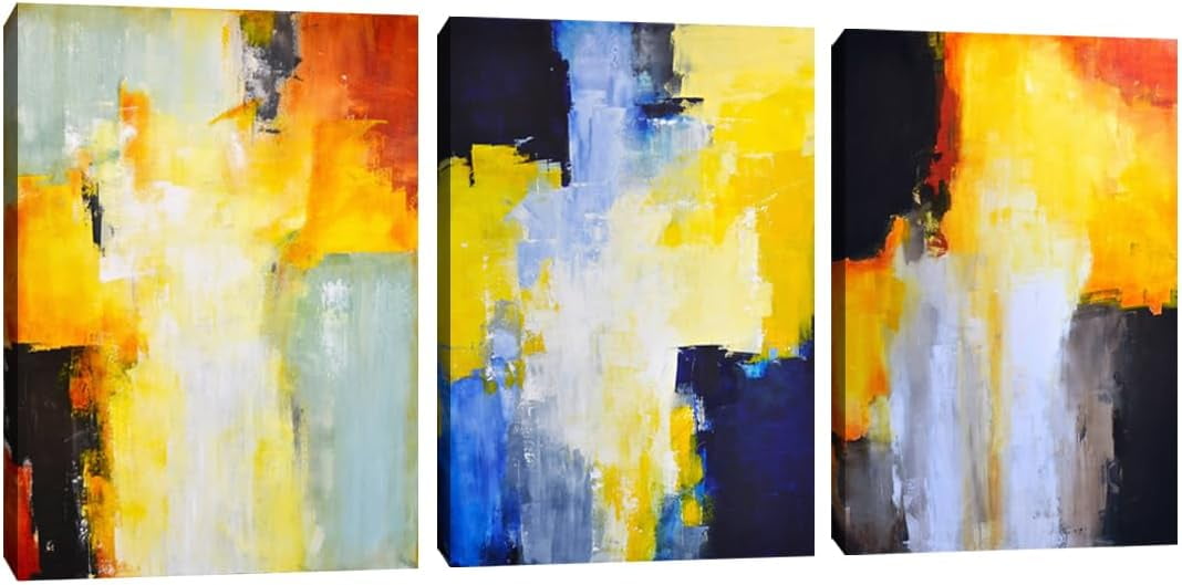Abstract Yellow Canvas Wall Art Picture Paintings for Living Room ...