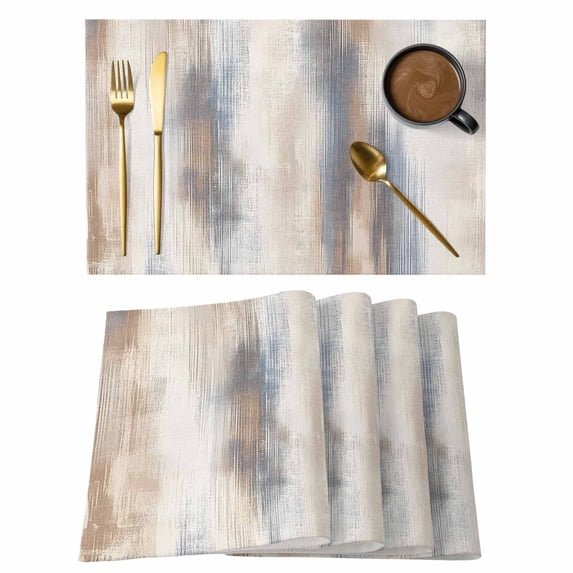 Abstract Yellow Cotton Linen Placemats Set of 1, Blue Gradient Mottled ...
