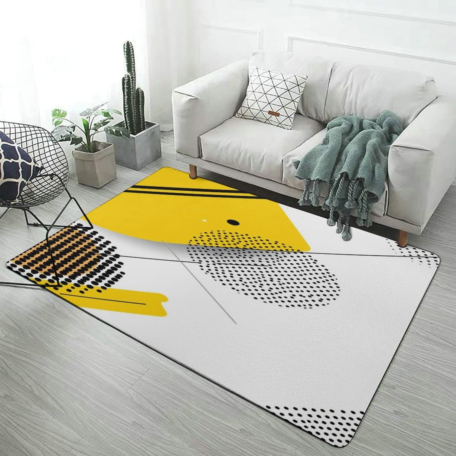 Abstract Yellow Design Carpet Large Size Living Room American Style ...