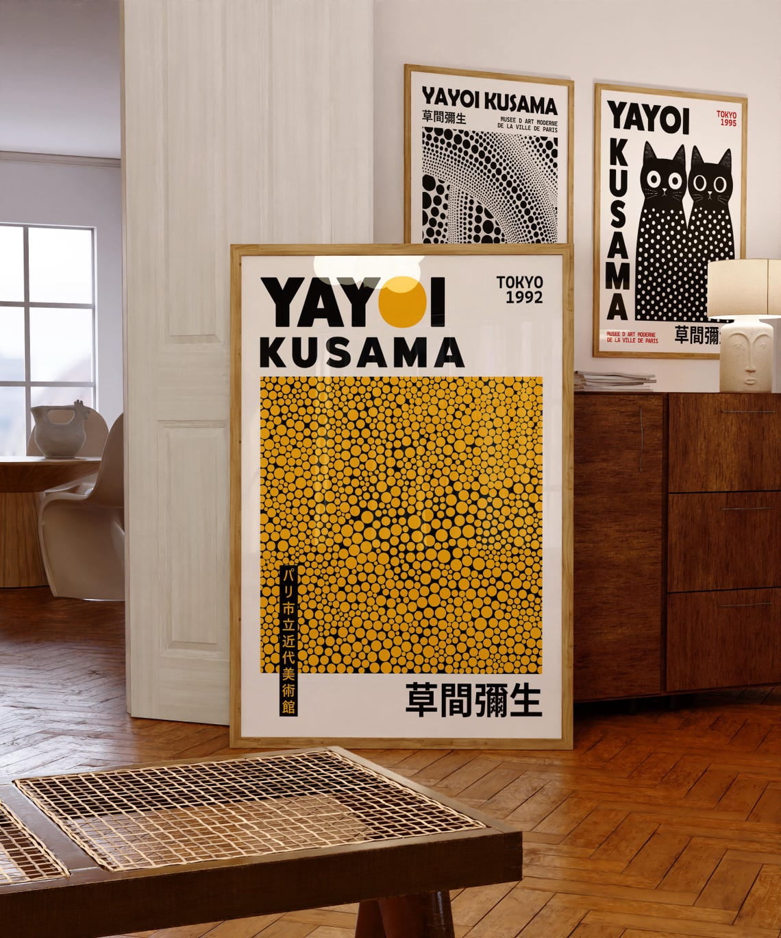 Abstract Yellow Dots Pattern Poster Modern Artist Inspired Wall Art ...