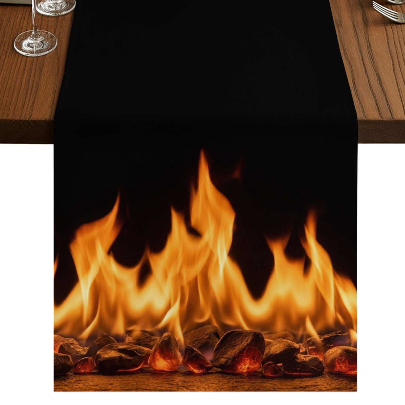Abstract Yellow Flame Burlap Cotton Table Runner 14x72 Inches Long ...