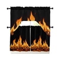 Abstract Yellow Flame Kitchen Curtains Set for Windows 3 Piece Cafe ...