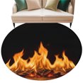 Abstract Yellow Flame Round Rug 7ft Washable Circle Rugs Non Slip ...