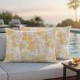 Abstract Yellow Floral Outdoor Waterproof Throw Pillow Covers Set of 2 ...