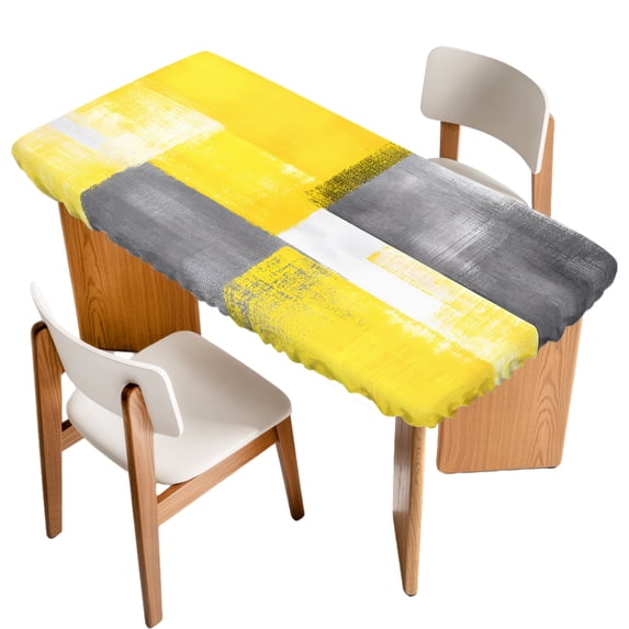 Abstract Yellow Gary Paint Fitted Rectangle Tablecloth 24" x 36" Retro ...