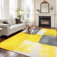 Abstract Yellow Gary Paint Large Area Rugs 8x10 ft Retro Mottled Oil ...