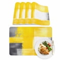 Abstract Yellow Gary Paint Leather Placemats Set of 4, 12x18 Inch ...