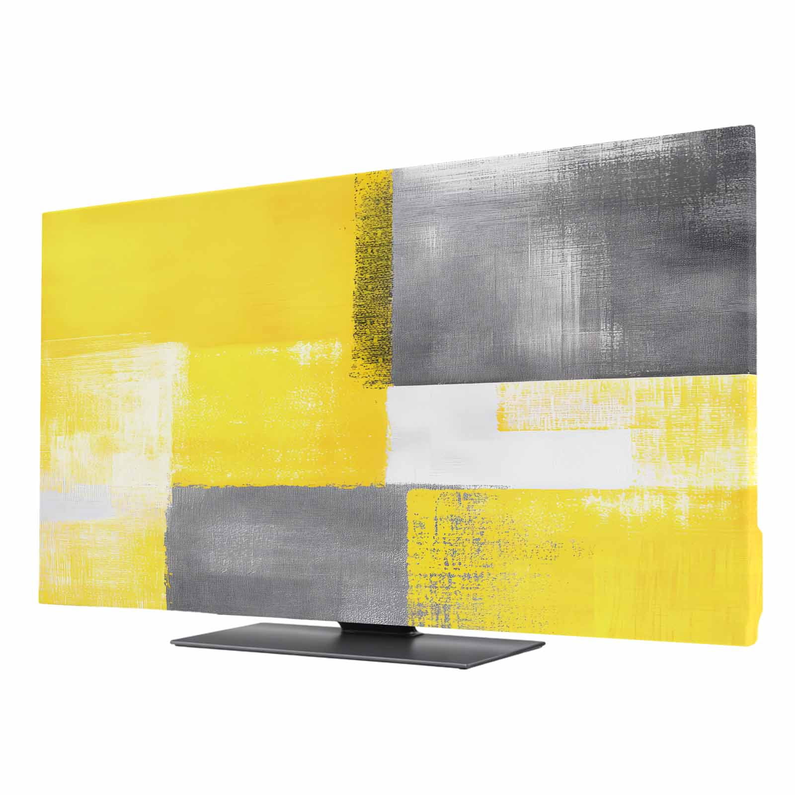 Abstract Yellow Gary Paint TV Dust Cover 43 Inch, Retro Mottled Oil ...