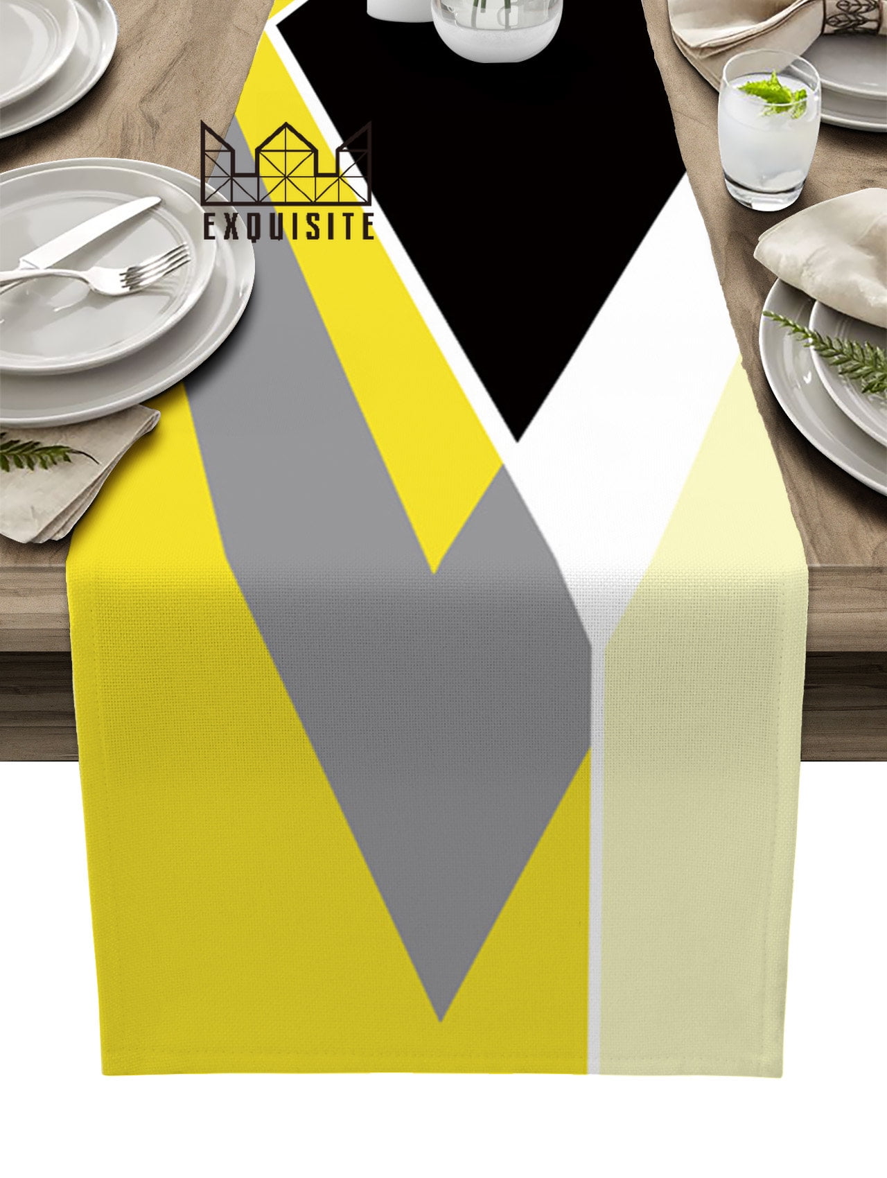 Abstract Yellow Geometric Wedding r Table Runners Coffee Table Kitchen ...