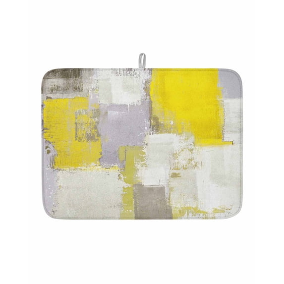 Abstract Yellow Gray Graffiti Dish Drying Mats for Kitchen Counter ...