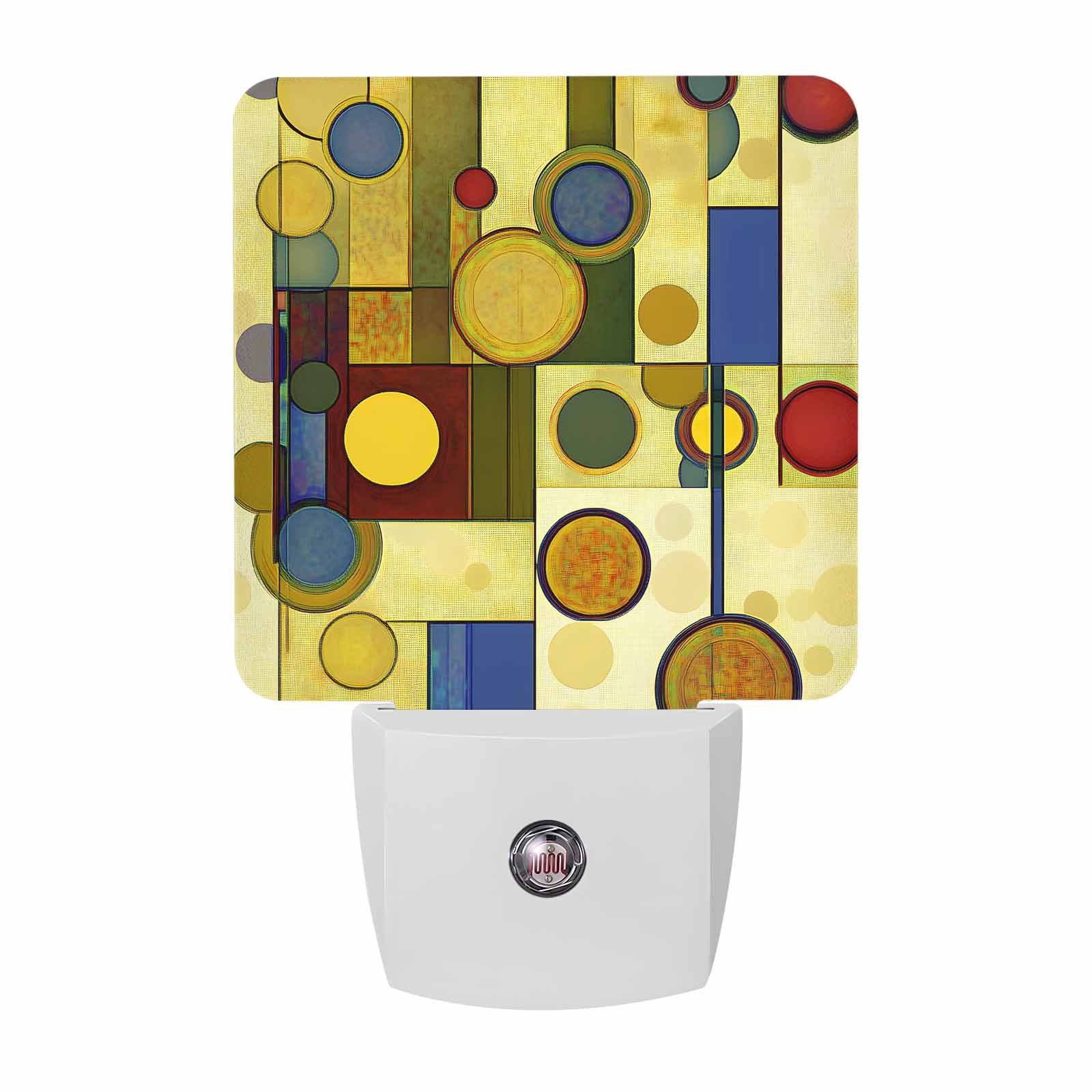 Abstract Yellow Gray Red Geometric Plug-in LED Night Lights Modern Art ...