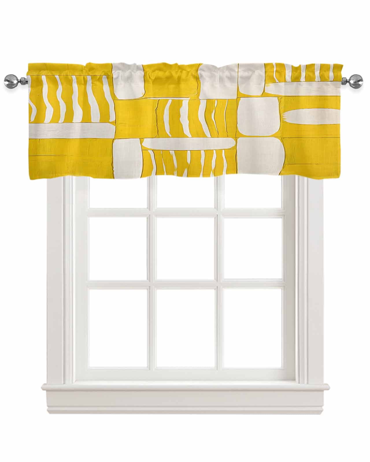 Abstract Yellow Kitchen Valances for Windows Farmhouse Linen Window ...