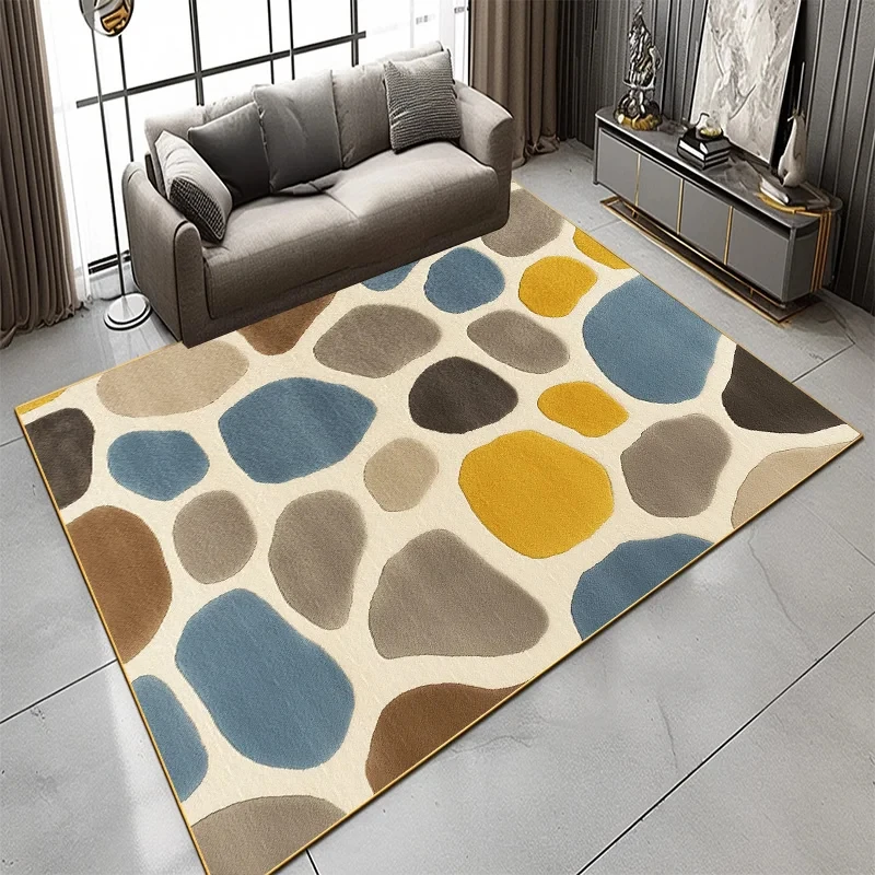 Abstract Yellow Mosaic Color Area Rug for Living Room Bedroom Bedside ...