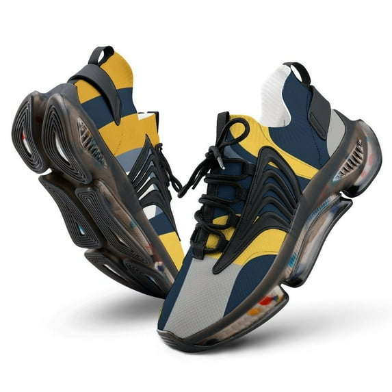 Abstract Yellow Navy Gray Art Walking Shoes for Men Woman Lightweight ...