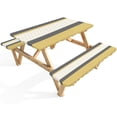 Abstract Yellow Picnic Table Cover with Bench Covers Grey Stripes ...