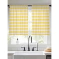 Abstract Yellow Plaid Vintage Grid Chiffon Sheer Curtains 45 Inches ...