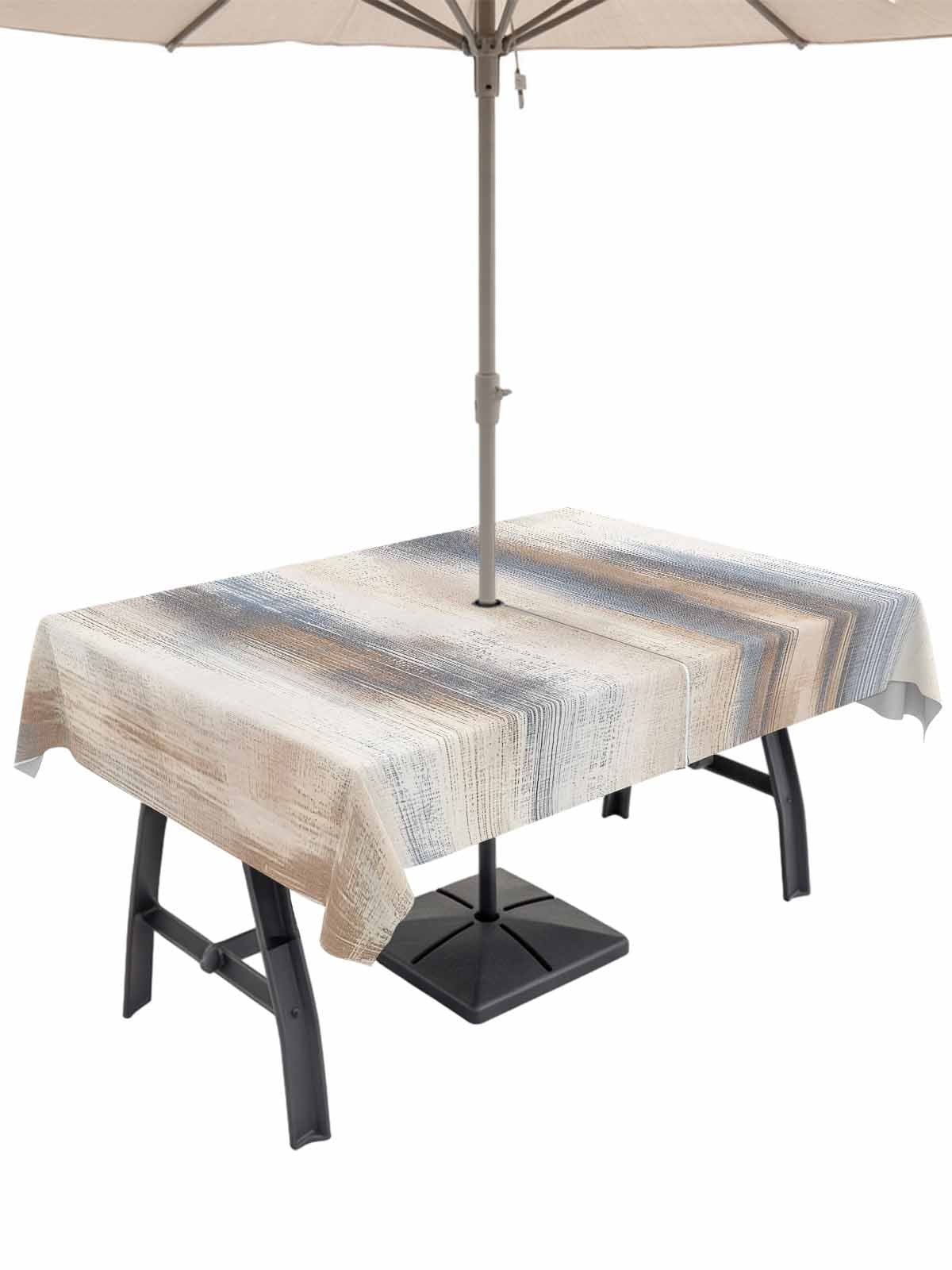 Abstract Yellow Rectangle Outdoor Tablecloth with Umbrella Hole Blue ...