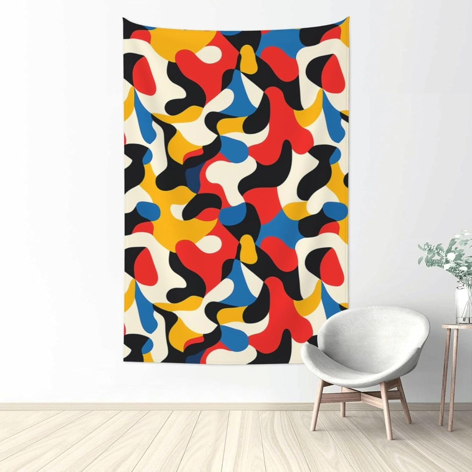 Abstract Yellow Red Pattern Wall Tapestry for Bedroom Living Room Dorm ...