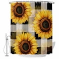 Abstract Yellow Sunflower Shower Curtain for Bathroom, Black White ...