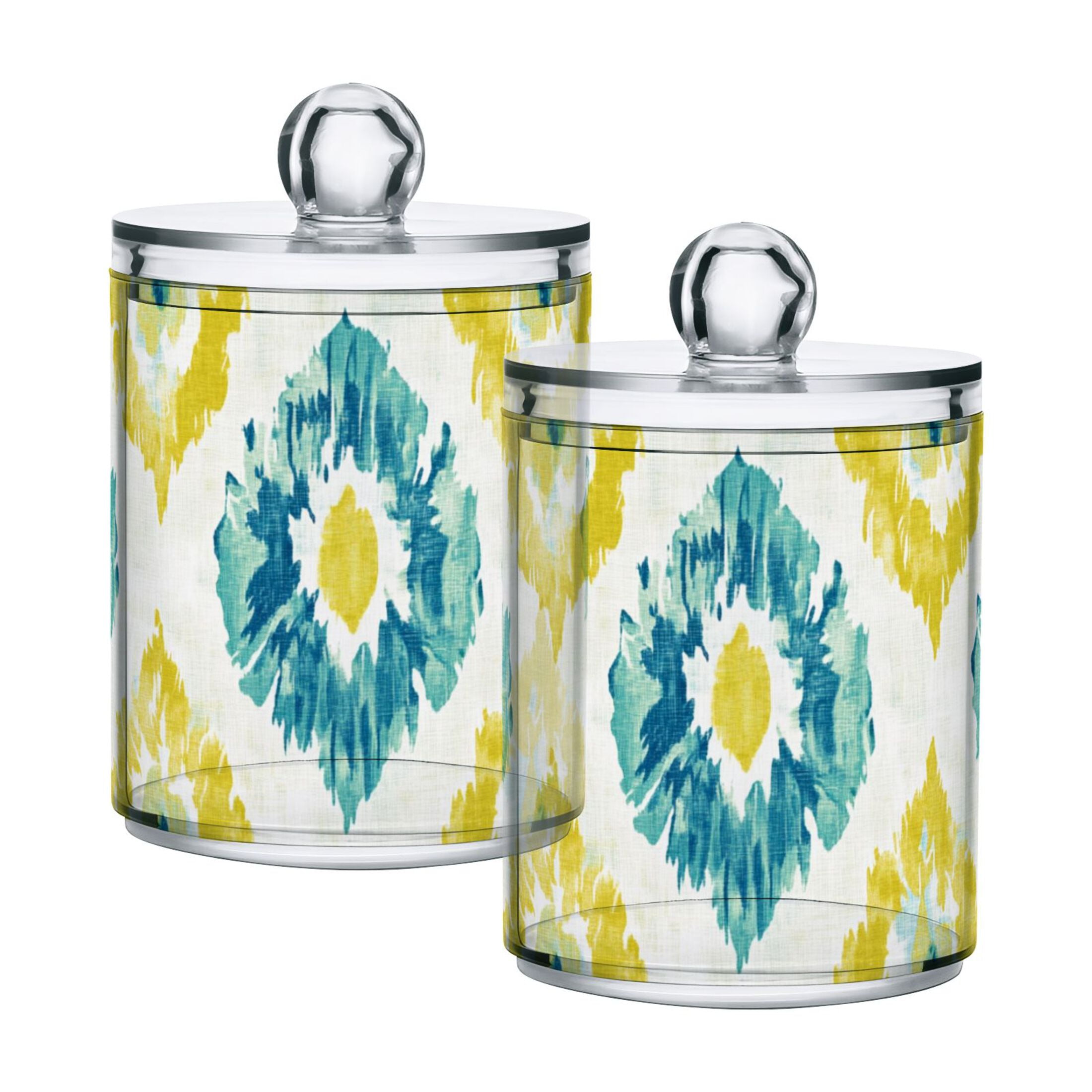 Abstract Yellow Turquoise Pattern Translucent Plastic Cans Storage ...