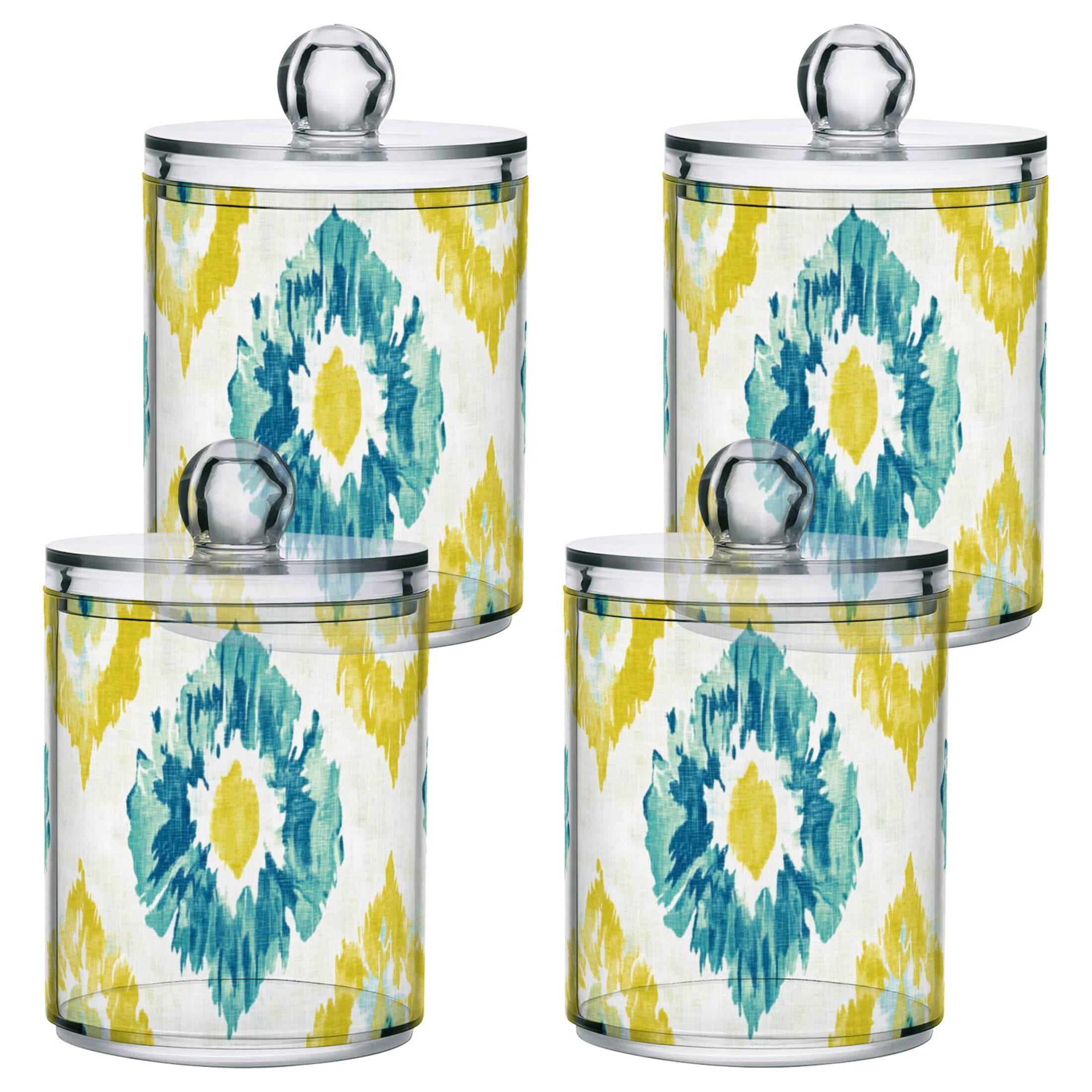 Abstract Yellow Turquoise Pattern Translucent Plastic Cans Storage ...
