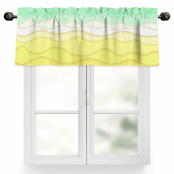 Abstract Yellow Valances for Windows, 54 x 18in, Green and White Ombre ...