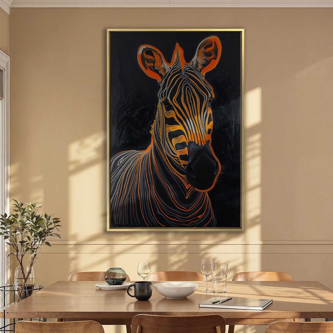 Abstract Zebra Poster Orange Black Stripes Zebras Wall Art Contemporary ...