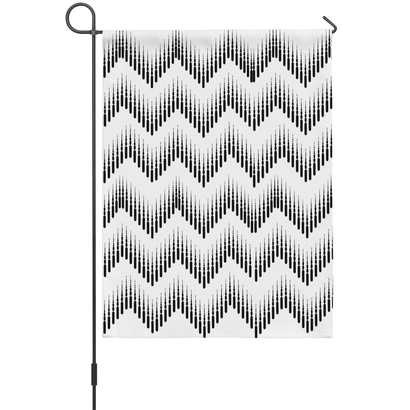 Abstract Zigzag Garden Flags For Outdoor, Optical Waves Black White ...