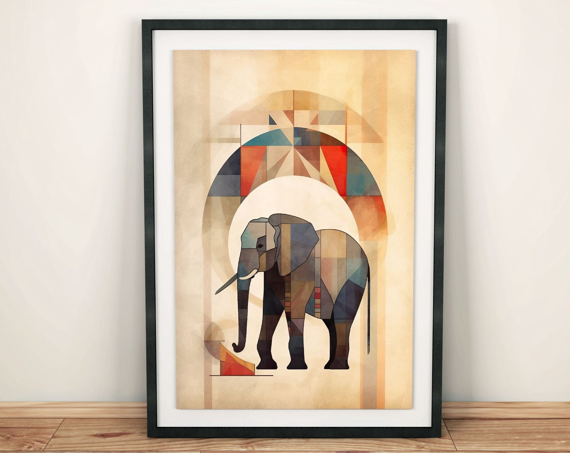 Abstract animal art for the living room Colorful modern elephant ...