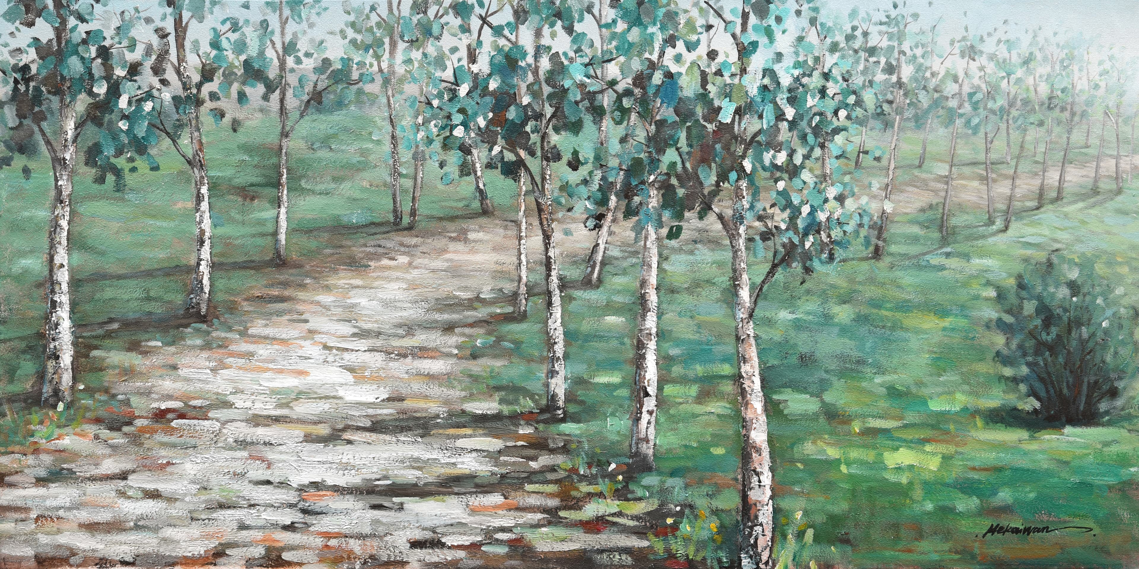 Abstract art"Spring Lane in Blue and Green" oil painting prints Wall ...